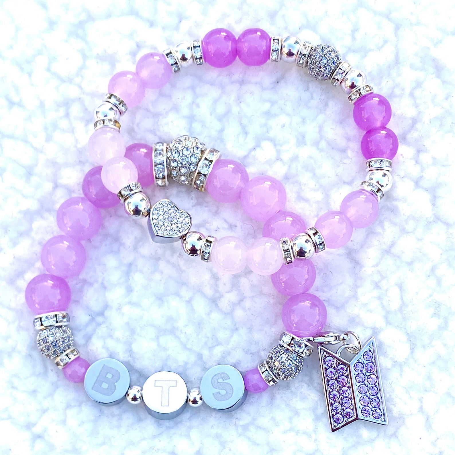 BTS Logo Beaded Bracelet Double Stack - Etsy