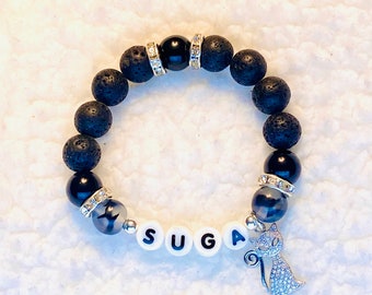 BTS JUNGKOOK Genuine Lava & Gemstone Beaded Bracelet - Etsy