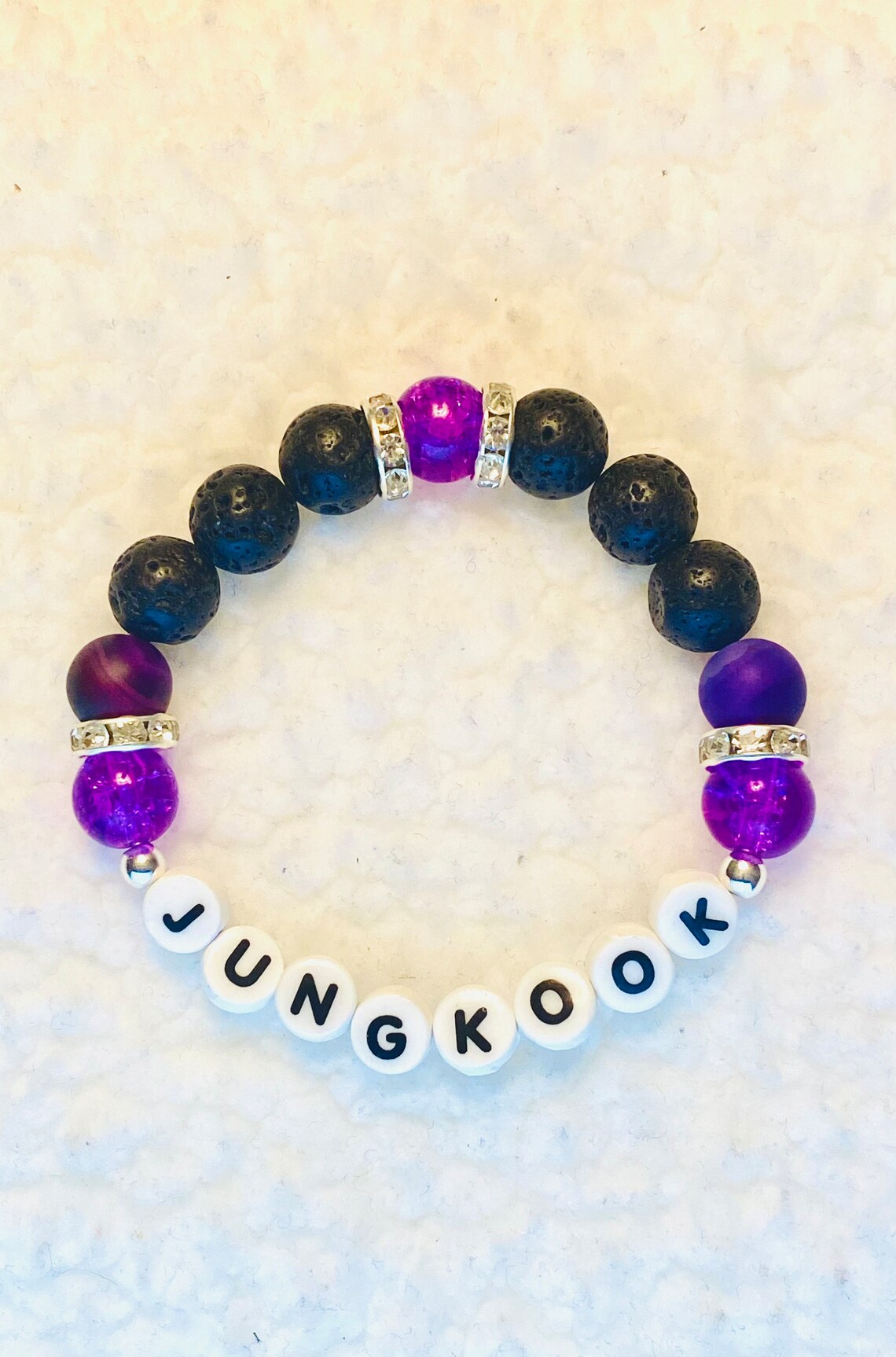 BTS JUNGKOOK Genuine Lava & Gemstone Beaded Bracelet - Etsy