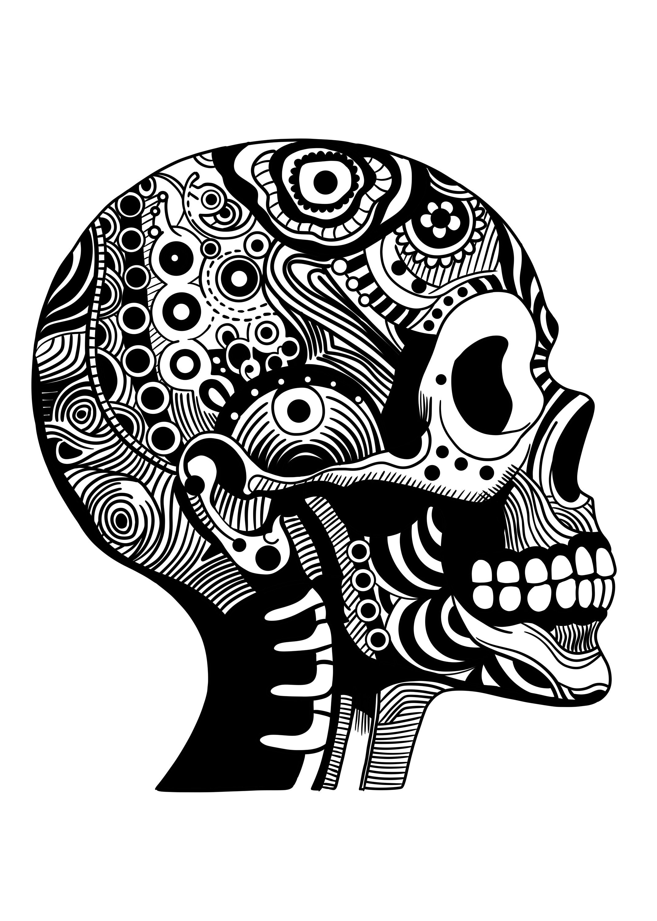 Skeleton Digital Art Print, Human Skull, Puzzles, Textures, Designs ...