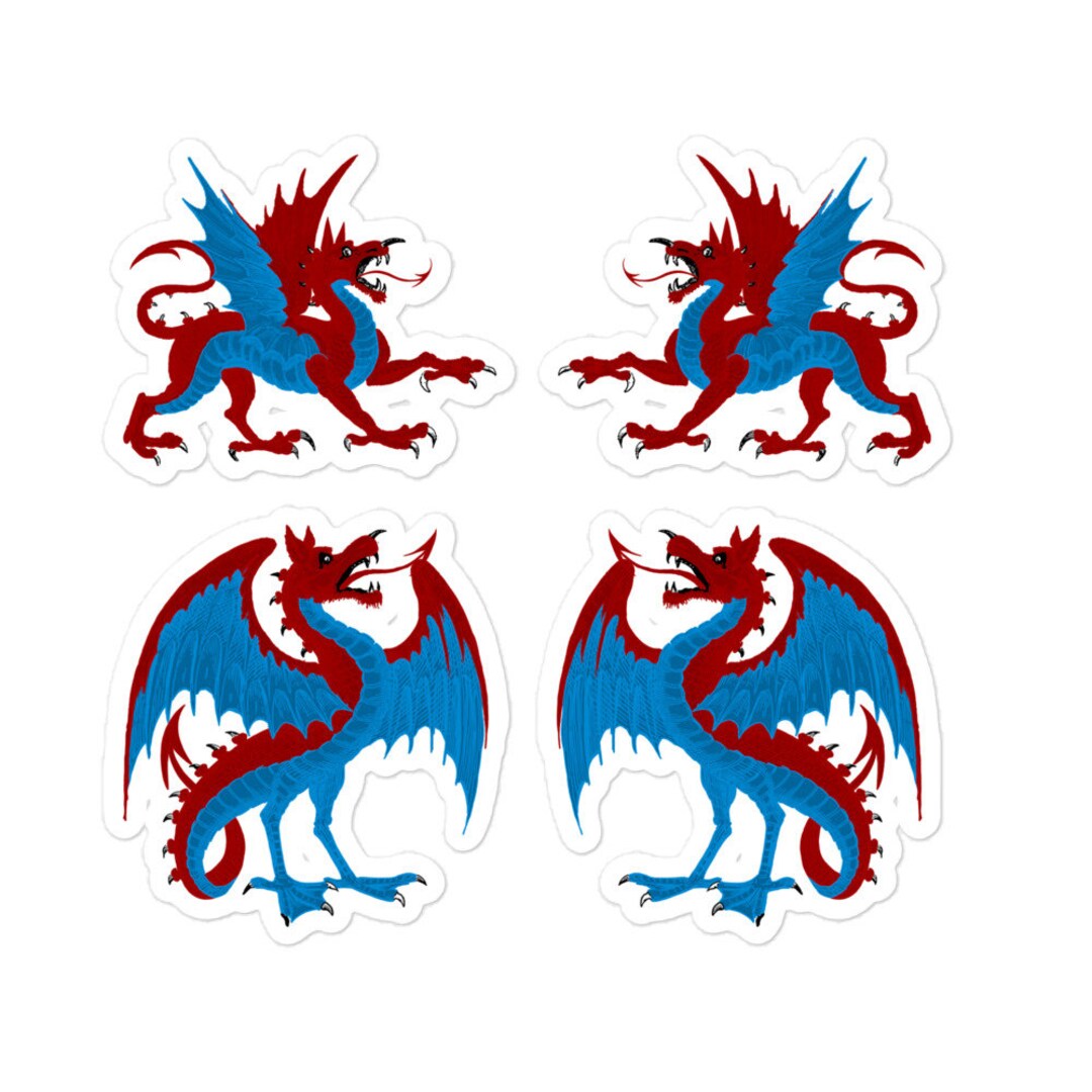 Dragon Stickers, Medieval, Fantasy, Dragon Slayer, Heraldry Stickers - Etsy