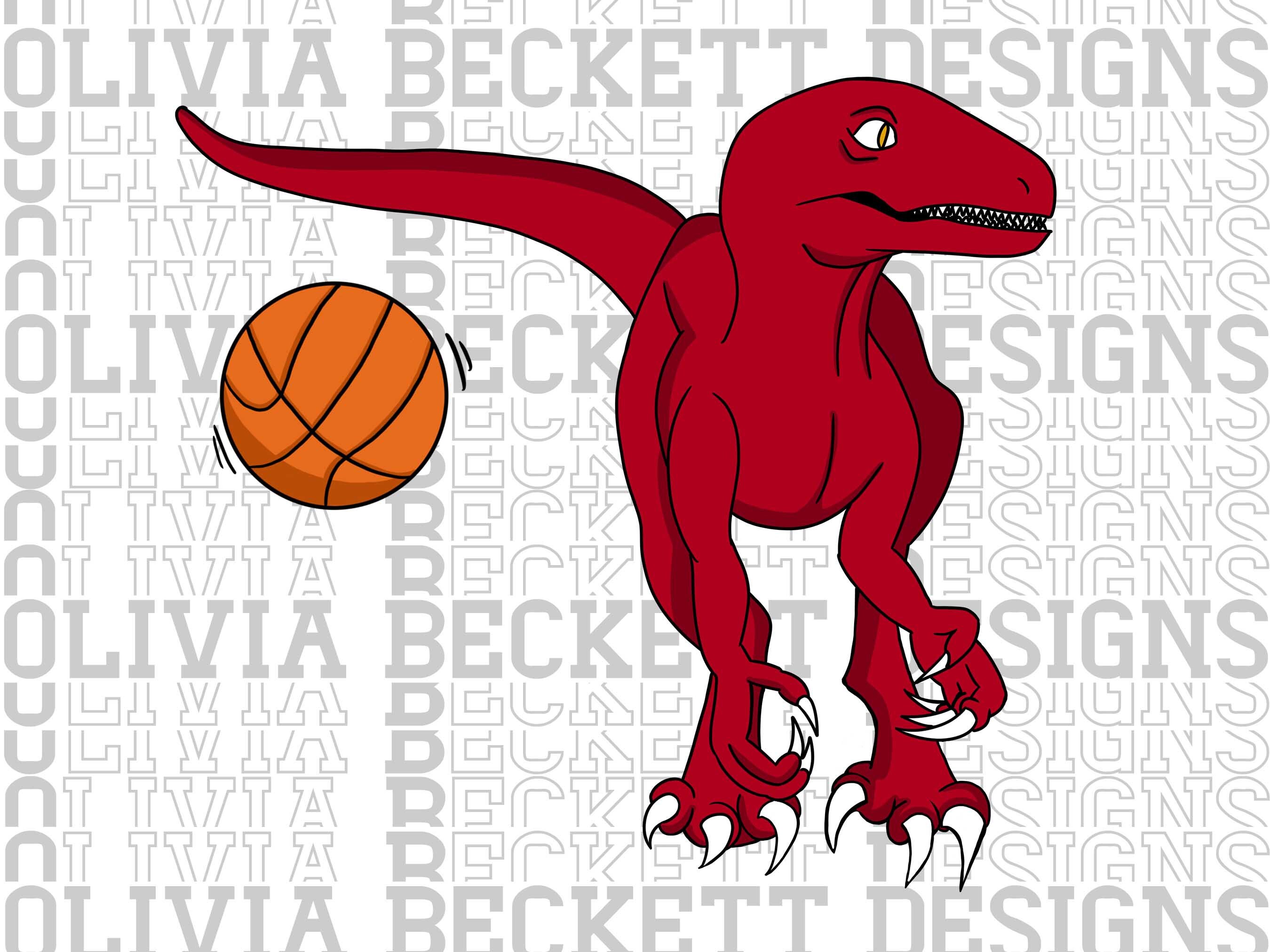 Dinosaur, Velociraptor Playing Basketball, Sports, Clipart, Hand Drawn ...
