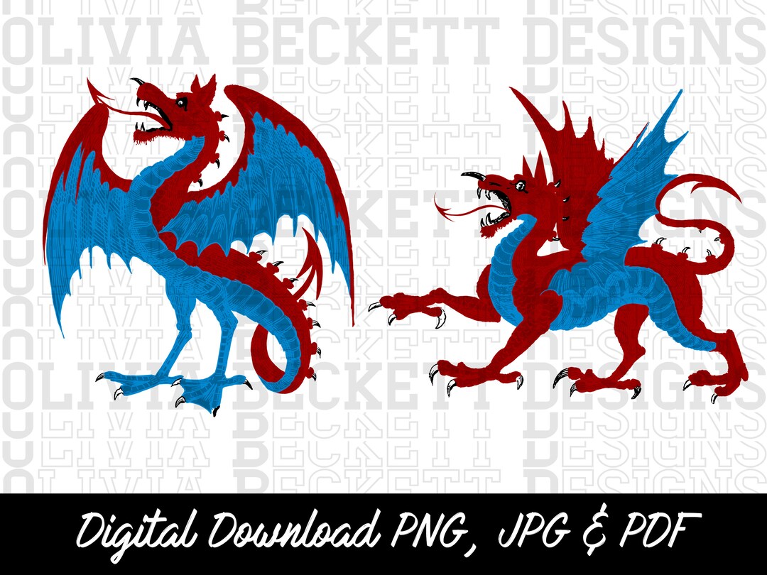 Medieval Dragons, Heraldry, Arthurian Legend, British Isles, PNG PDF ...