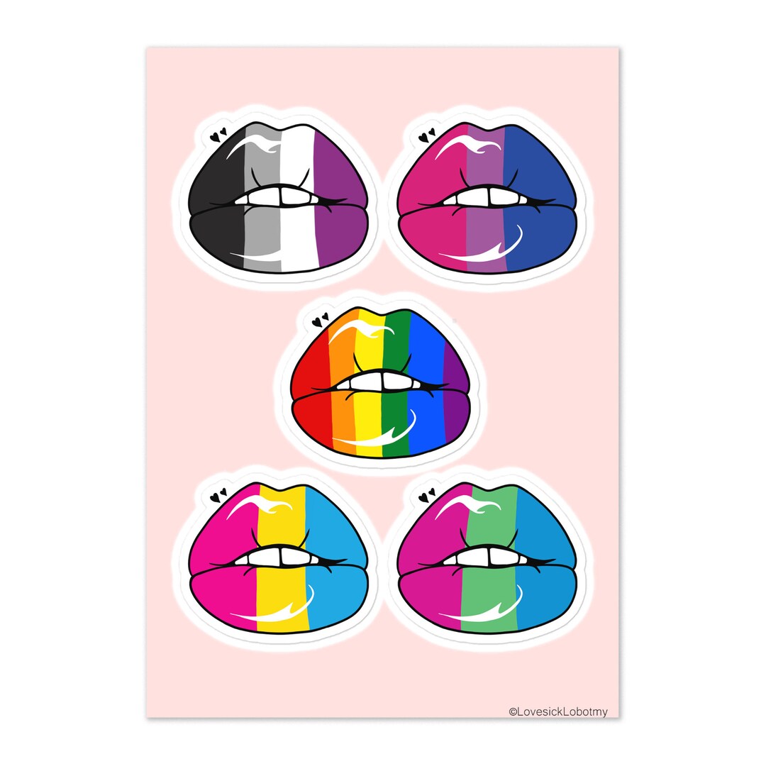 Pride Lips Sticker Sheet, Pride Stickers, Lips Stickers, Rainbow ...