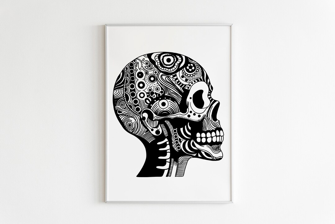 Skeleton Digital Art Print, Human Skull, Puzzles, Textures, Designs ...