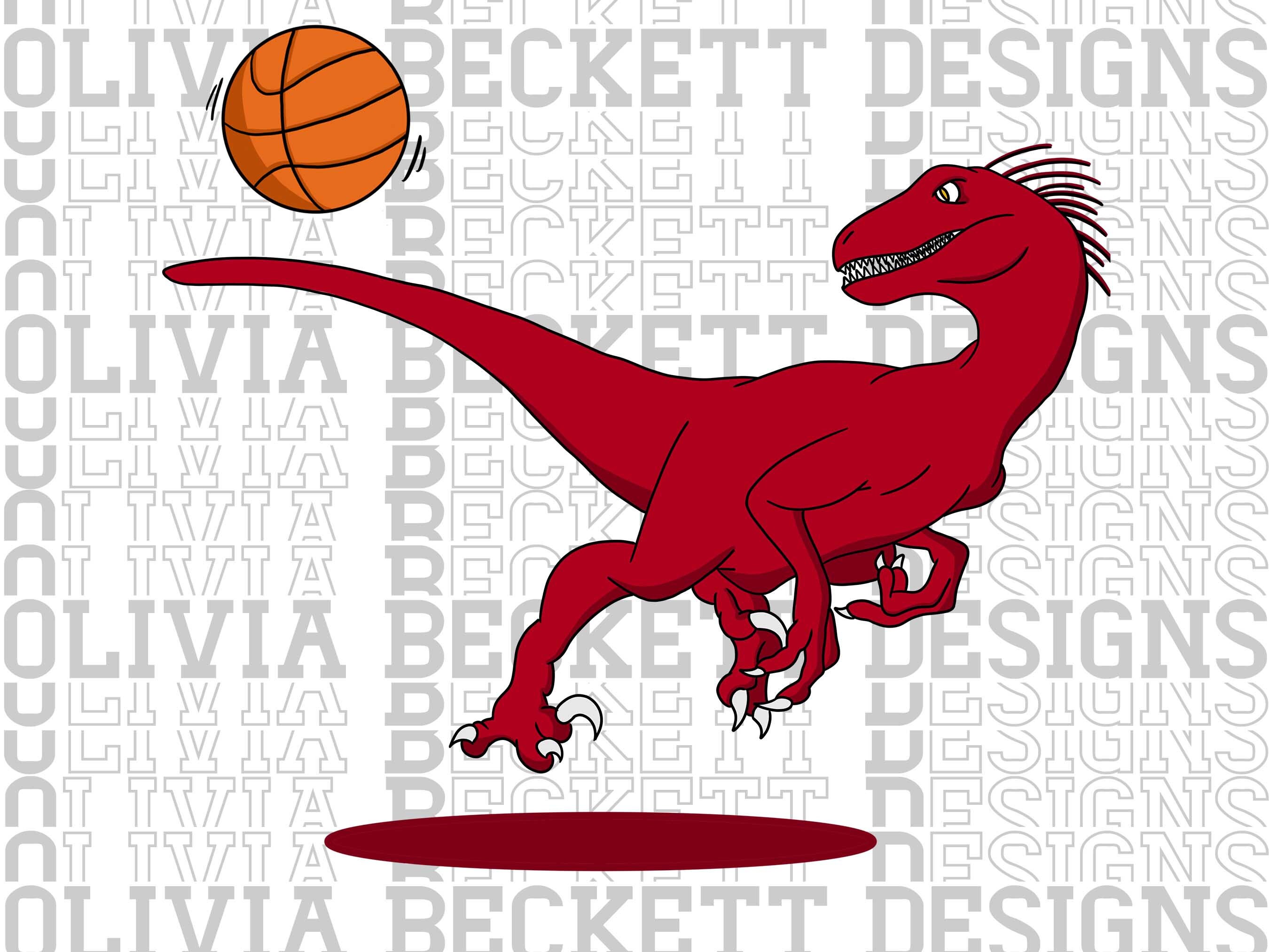 Dinosaur, Velociraptor Playing Basketball, Sports, Clipart, Hand Drawn ...