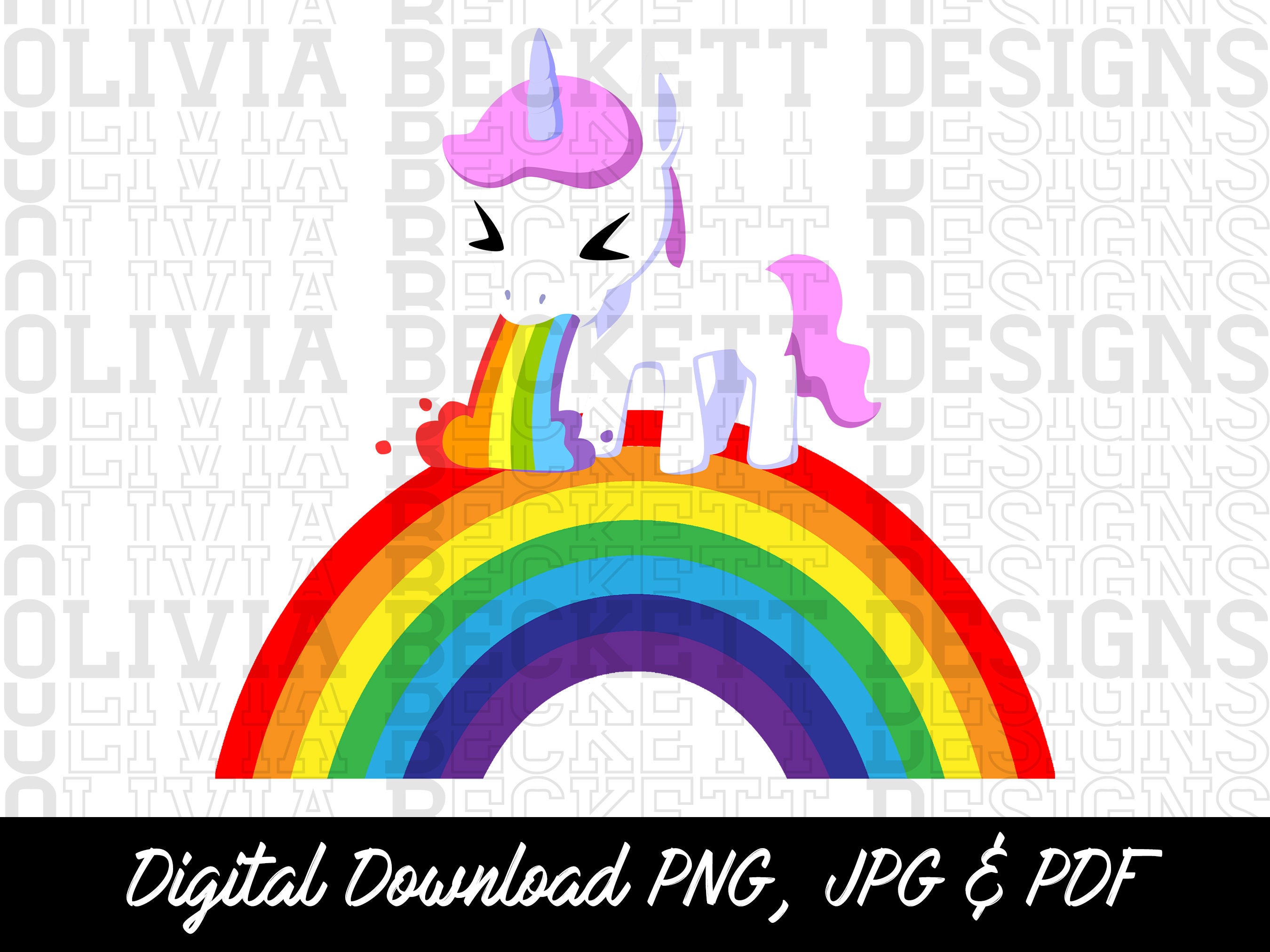 Unicorn Puking Rainbow Card