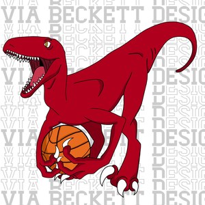 Dinosaur, Velociraptor Playing Basketball, Sports, Clipart, Hand Drawn ...