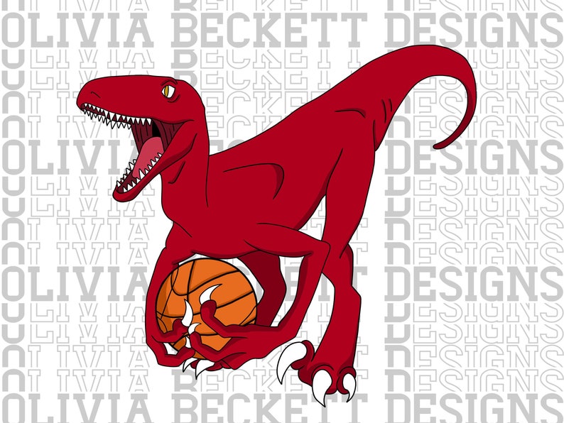Dinosaur, Velociraptor Playing Basketball, Sports, Clipart, Hand Drawn ...