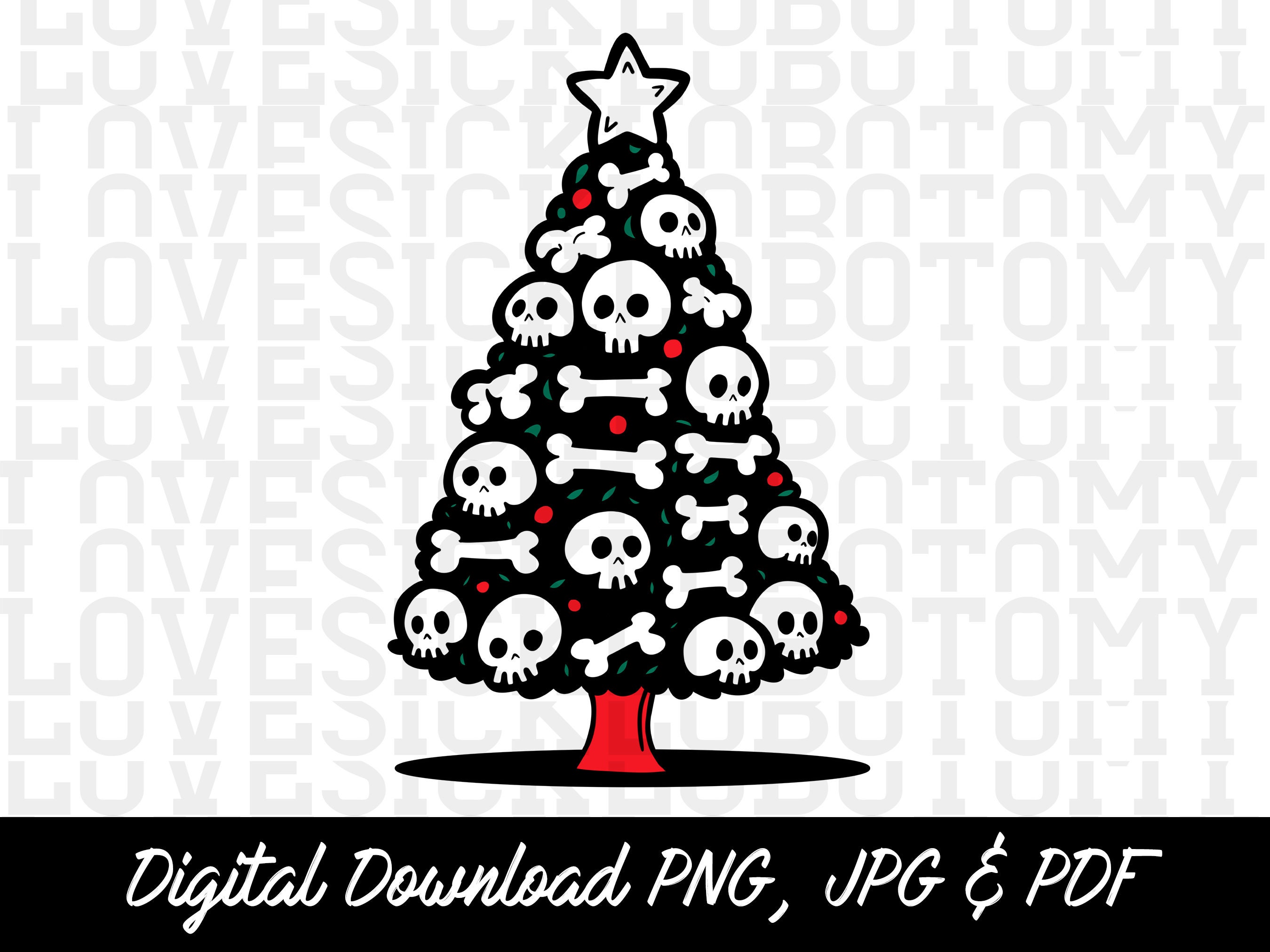 Skeleton Christmas Tree Christmas Skull Santa Hat Candy - Etsy