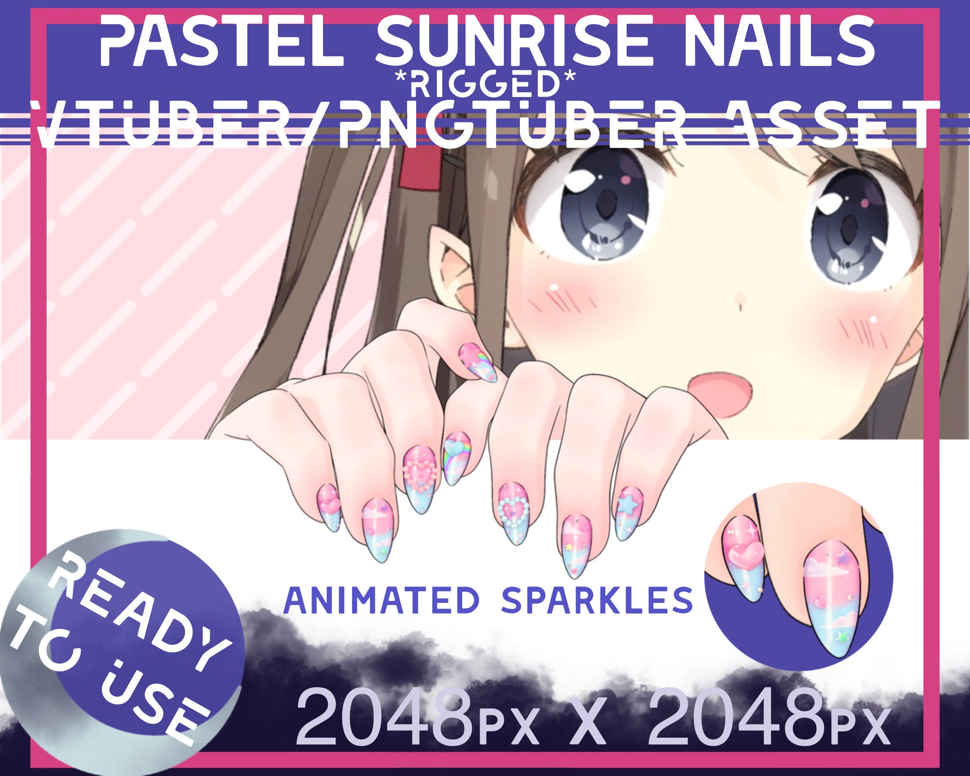 Vtuber Cute Nails Asset, Vtuber Asset, Vtuber Accessory, Vtuber Hand ...