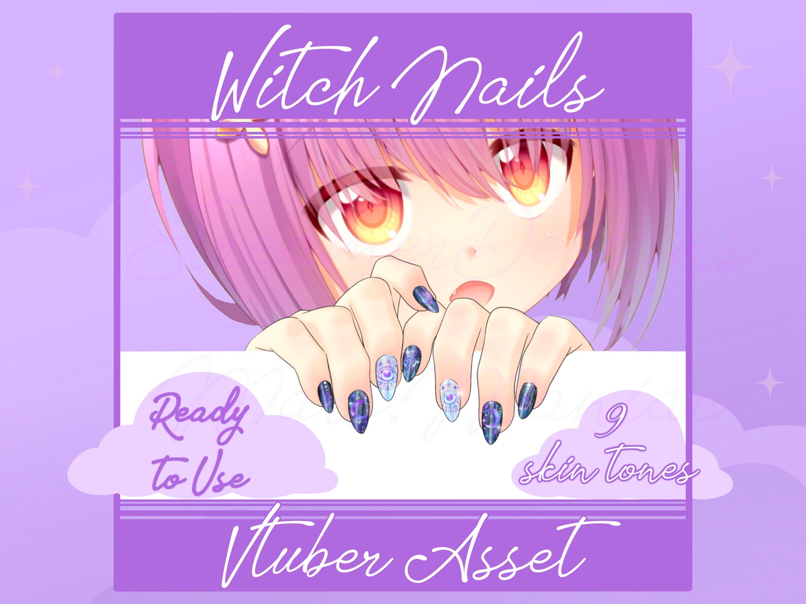 Vtuber Witch Nails Asset, Vtuber Asset, Vtuber Accessory, Vtuber Hand ...