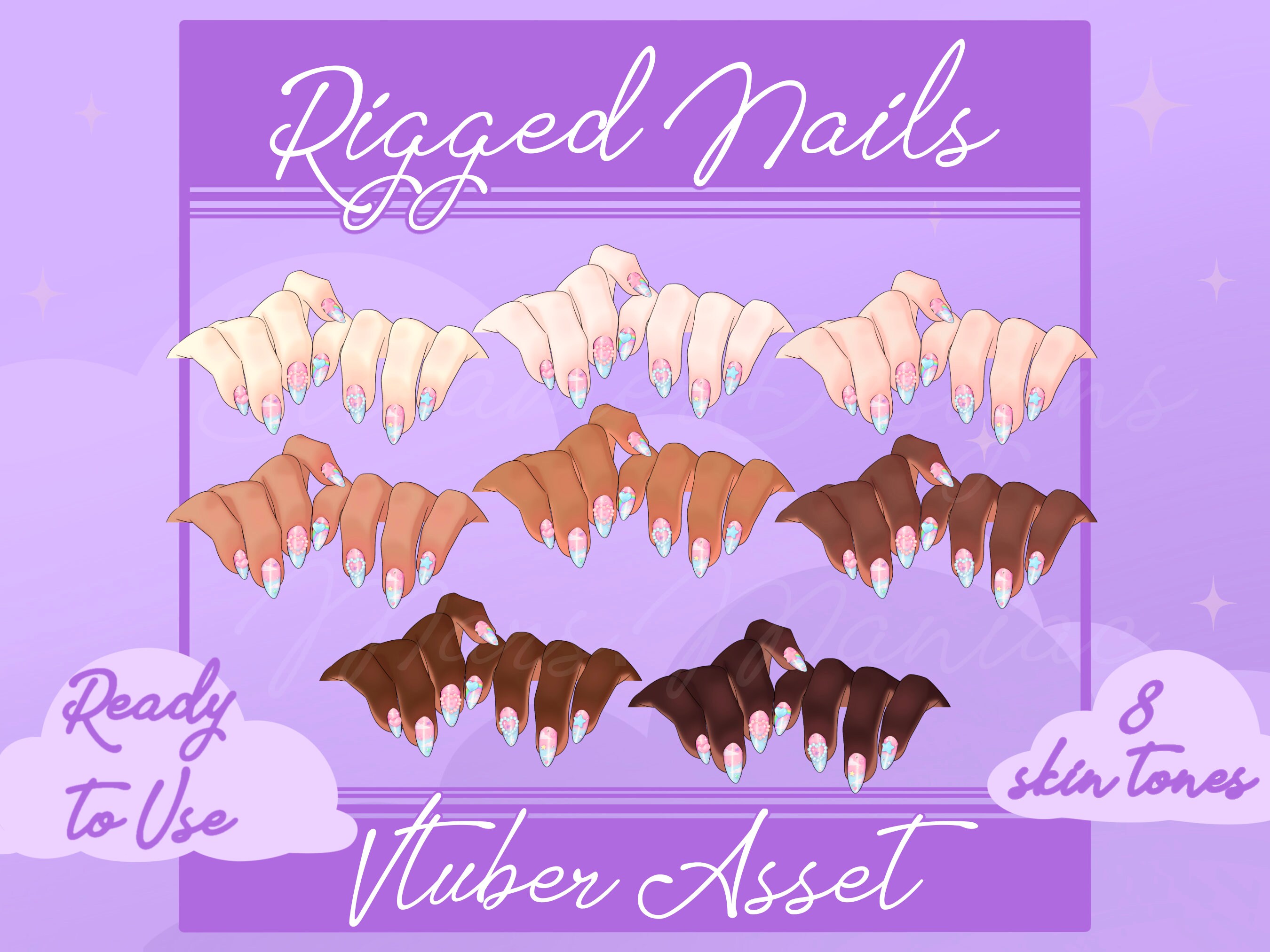 Vtuber Cute Nails Asset, Vtuber Asset, Vtuber Accessory, Vtuber Hand ...