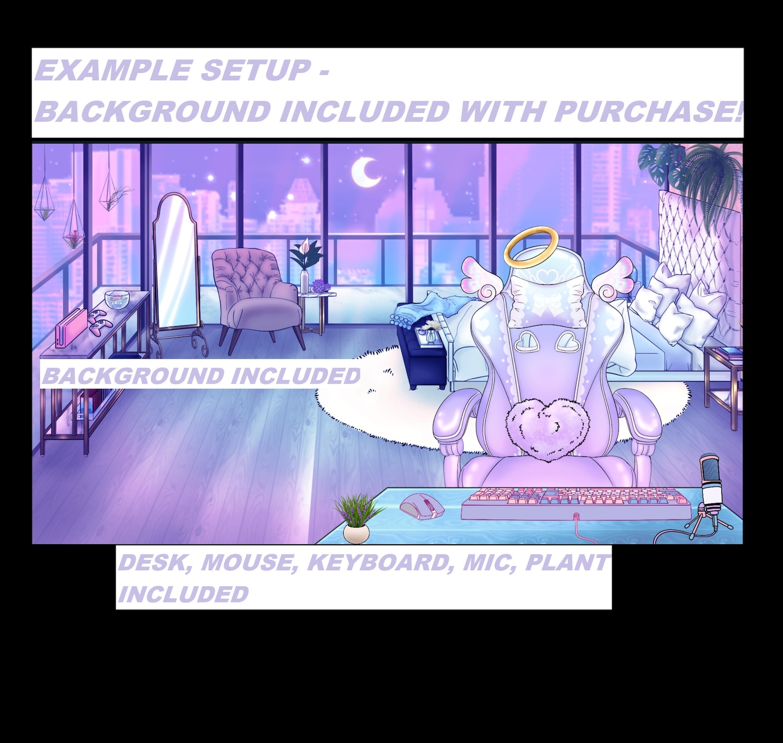 Vtuber Asset, Vtuber Gaming Chairs Background Room Asset, Angelic ...