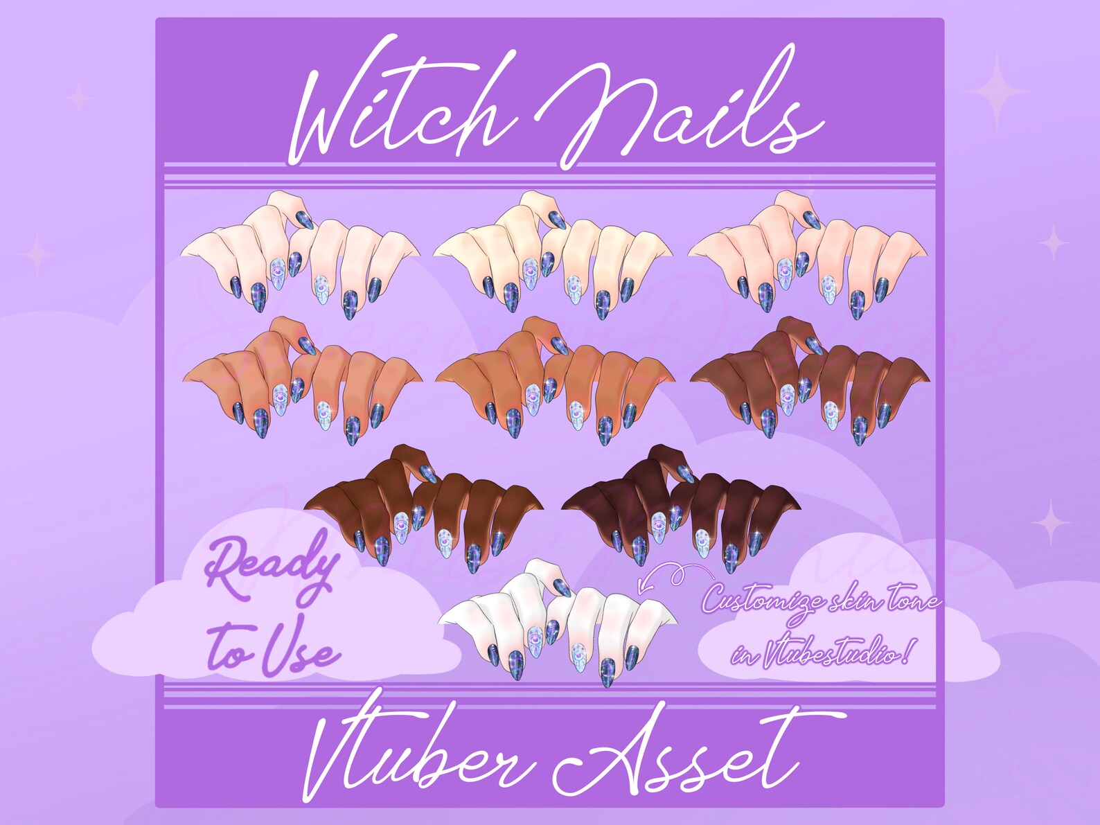 Vtuber Witch Nails Asset, Vtuber Asset, Vtuber Accessory, Vtuber Hand ...
