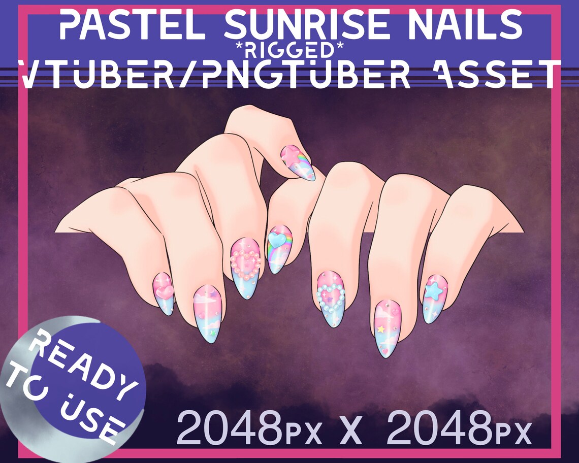 Vtuber Cute Nails Asset, Vtuber Asset, Vtuber Accessory, Vtuber Hand ...