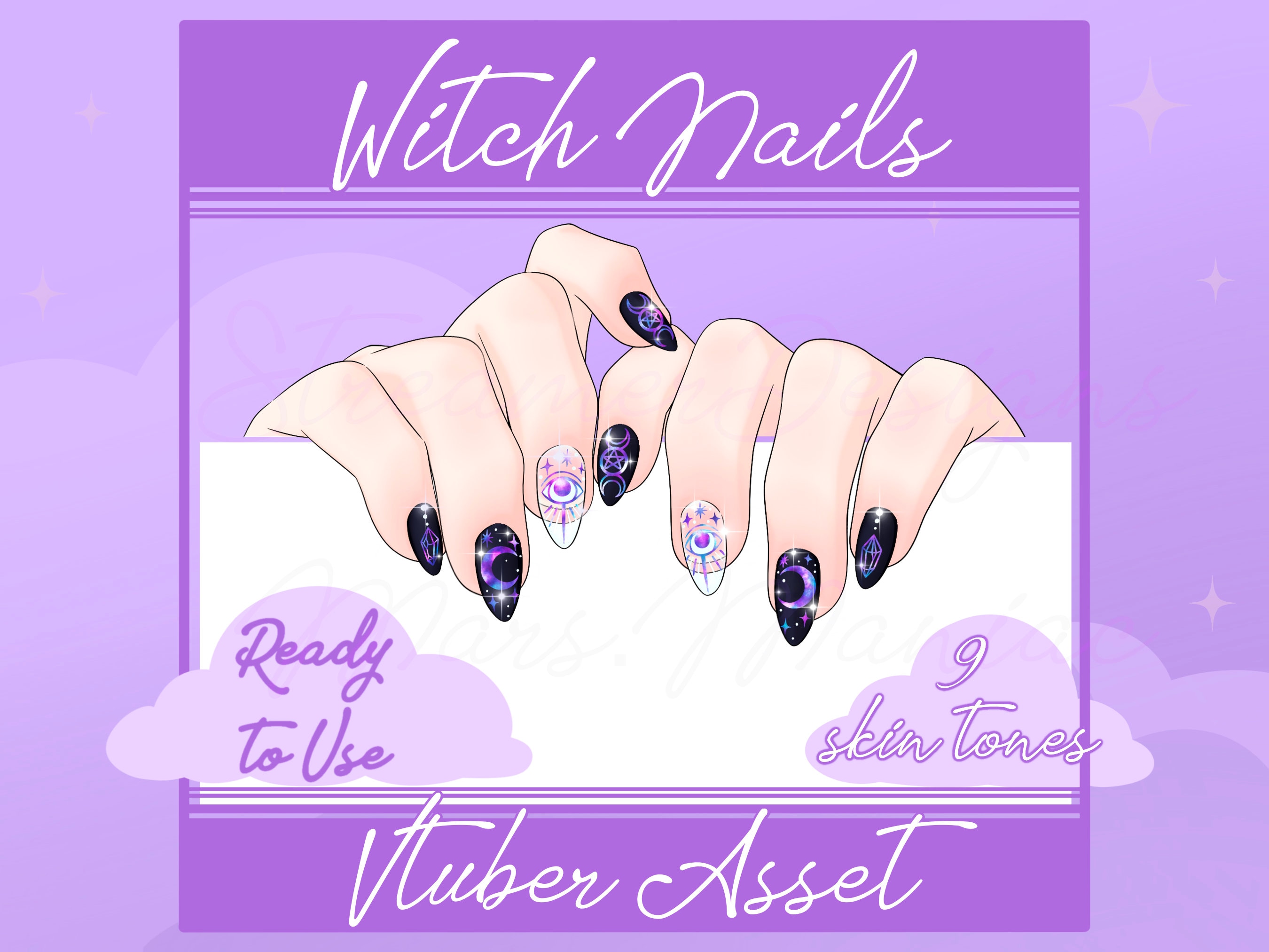 Vtuber Witch Nails Asset, Vtuber Asset, Vtuber Accessory, Vtuber Hand ...