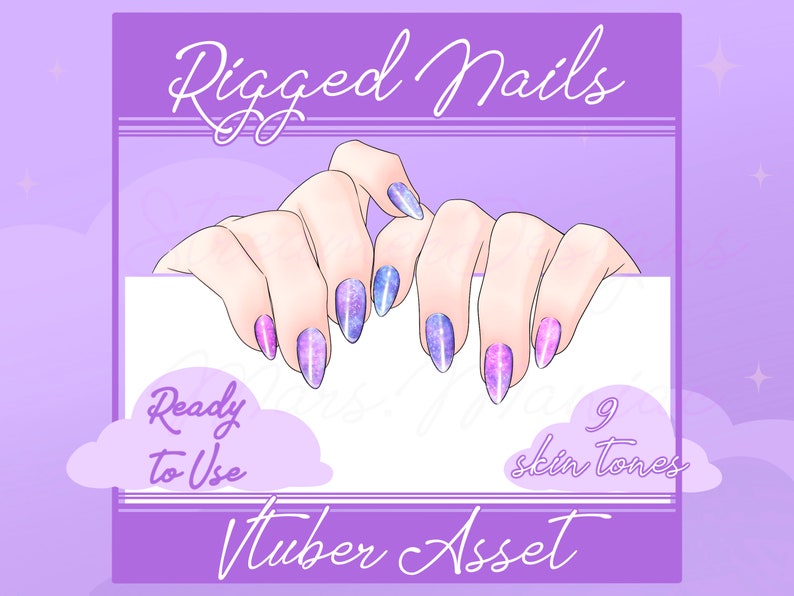 Vtuber Galaxy Nails Asset, Vtuber Asset, Vtuber Accessory, Vtuber Hand ...