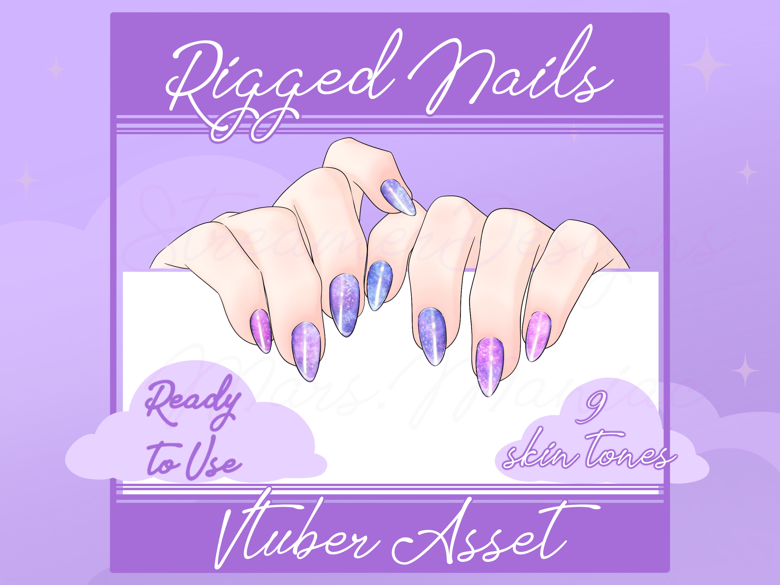 Vtuber Galaxy Nails Asset, Vtuber Asset, Vtuber Accessory, Vtuber Hand ...