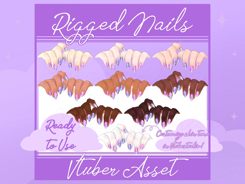Vtuber Galaxy Nails Asset, Vtuber Asset, Vtuber Accessory, Vtuber Hand ...