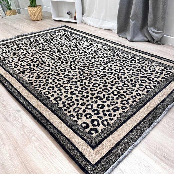 Black Patterned Area Rug - Etsy