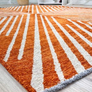Orange Cream Washable Geometric Rugs for Living Room Bedroom Kitchen ...