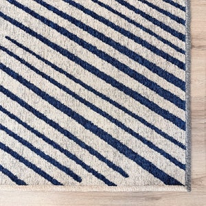 Cream Navy Blue Washable Geometric Area Rugs for Living Room Bedroom ...