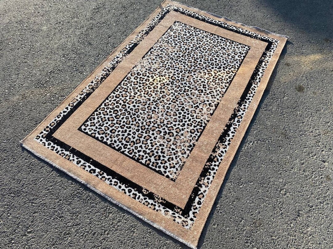 Beige and Black Rug, Leopard Rug, Cheetah Rug, Animal Design Rug ...