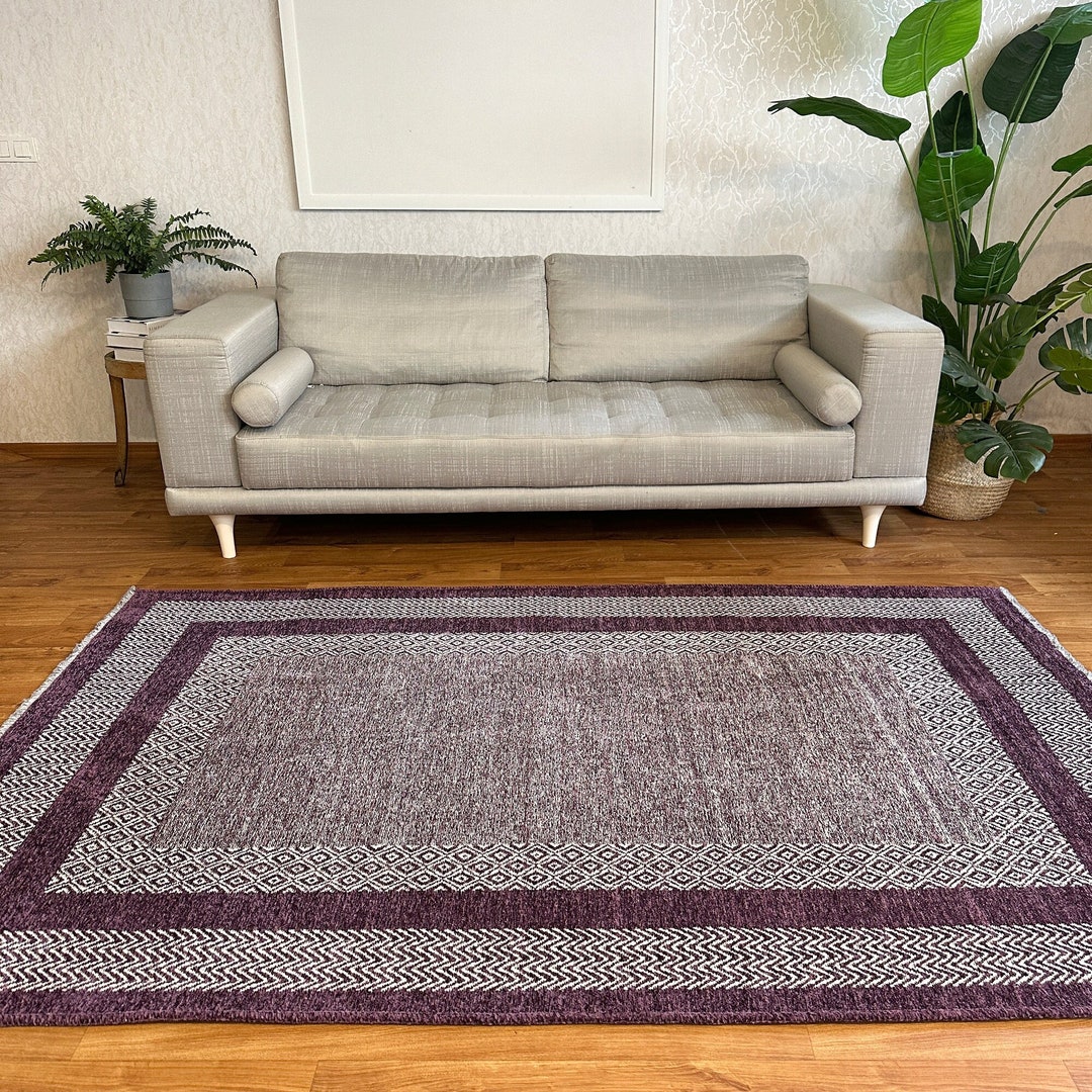 Alfa Rich Purple Washable Cotton Area Rugs for Living Room Bedroom ...