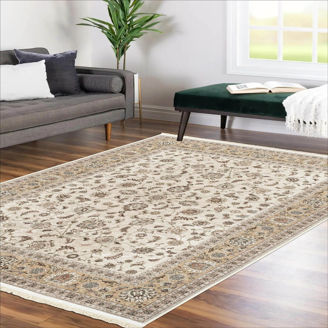 Oriental Area Rug, Ultra-thin Rug, Beige and Cream Rug, Non-slip Rug ...