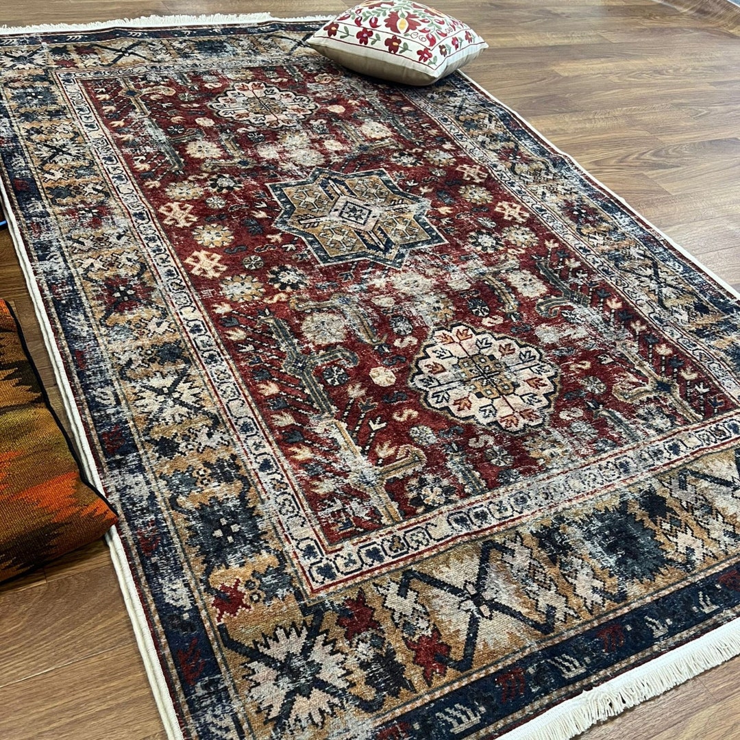 Red Washable Area Rugs for Living Room Bedroom Kitchen Dining Oriental ...