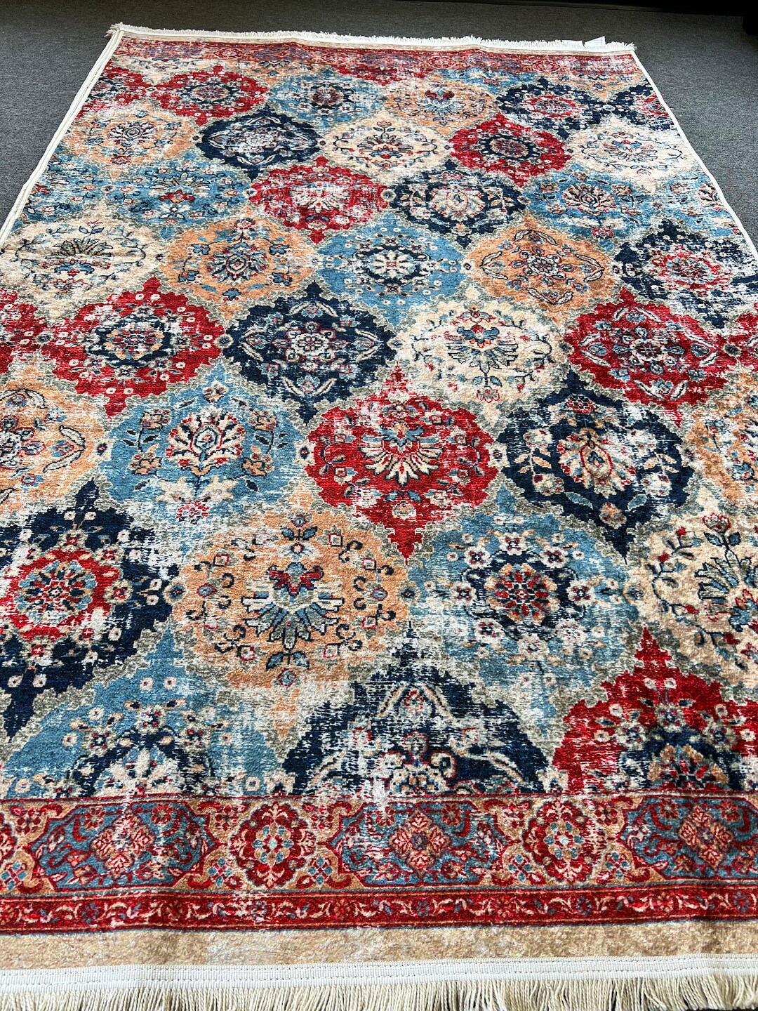 Ultra-thin Rugs, Boho Rugs, Red Blue Beige Cream Rug, Non-slip Rugs ...
