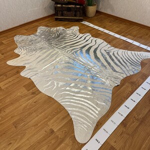 Genuine Silver Gray Zebra Pattern Cowhide Rugs Brazilian Tricolor ...