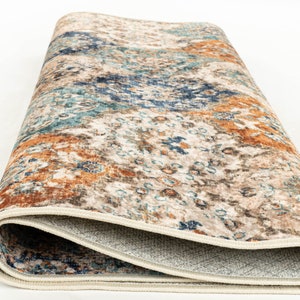 Ultra-thin Rugs, Beige Blue Cream Rug, Non-slip Rugs, Washable Rugs ...