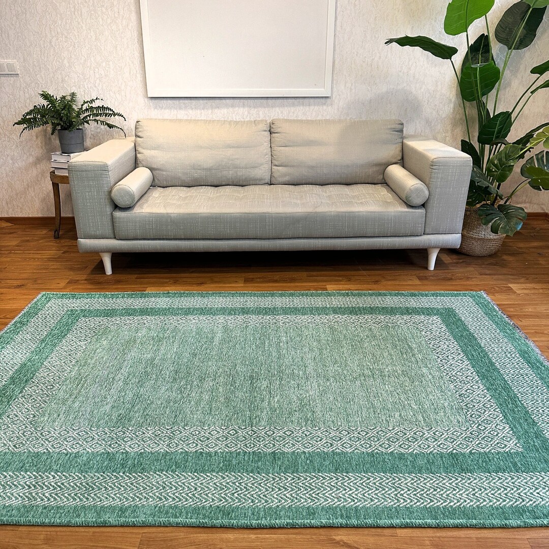 Alfa Rich Teal Blue Washable Cotton Area Rugs for Living Room Bedroom ...