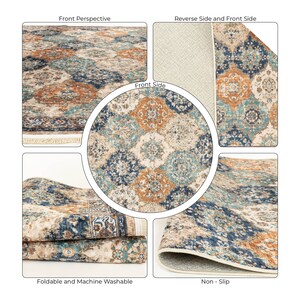 Ultra-thin Rugs, Beige Blue Cream Rug, Non-slip Rugs, Washable Rugs ...