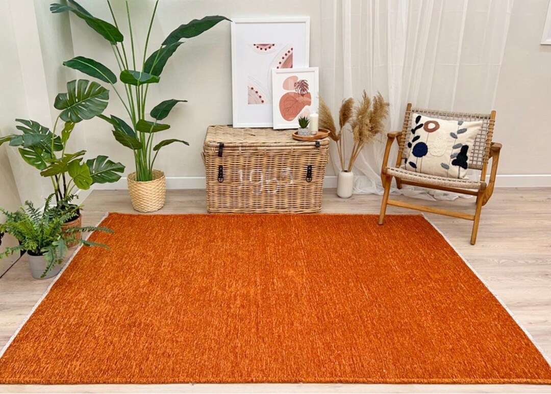 Solid Orange Rug Cotton Rug Washable Rug 8x10 Rug 5x7 Rug - Etsy