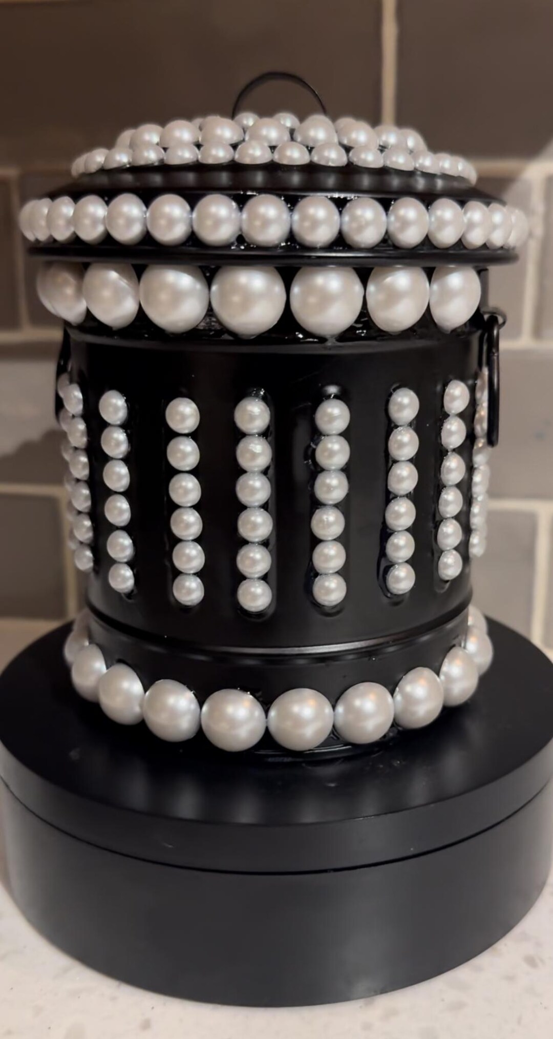 Black and Pearl Desktop Trash Can/mini Trash Can/bougee Office Supplies ...