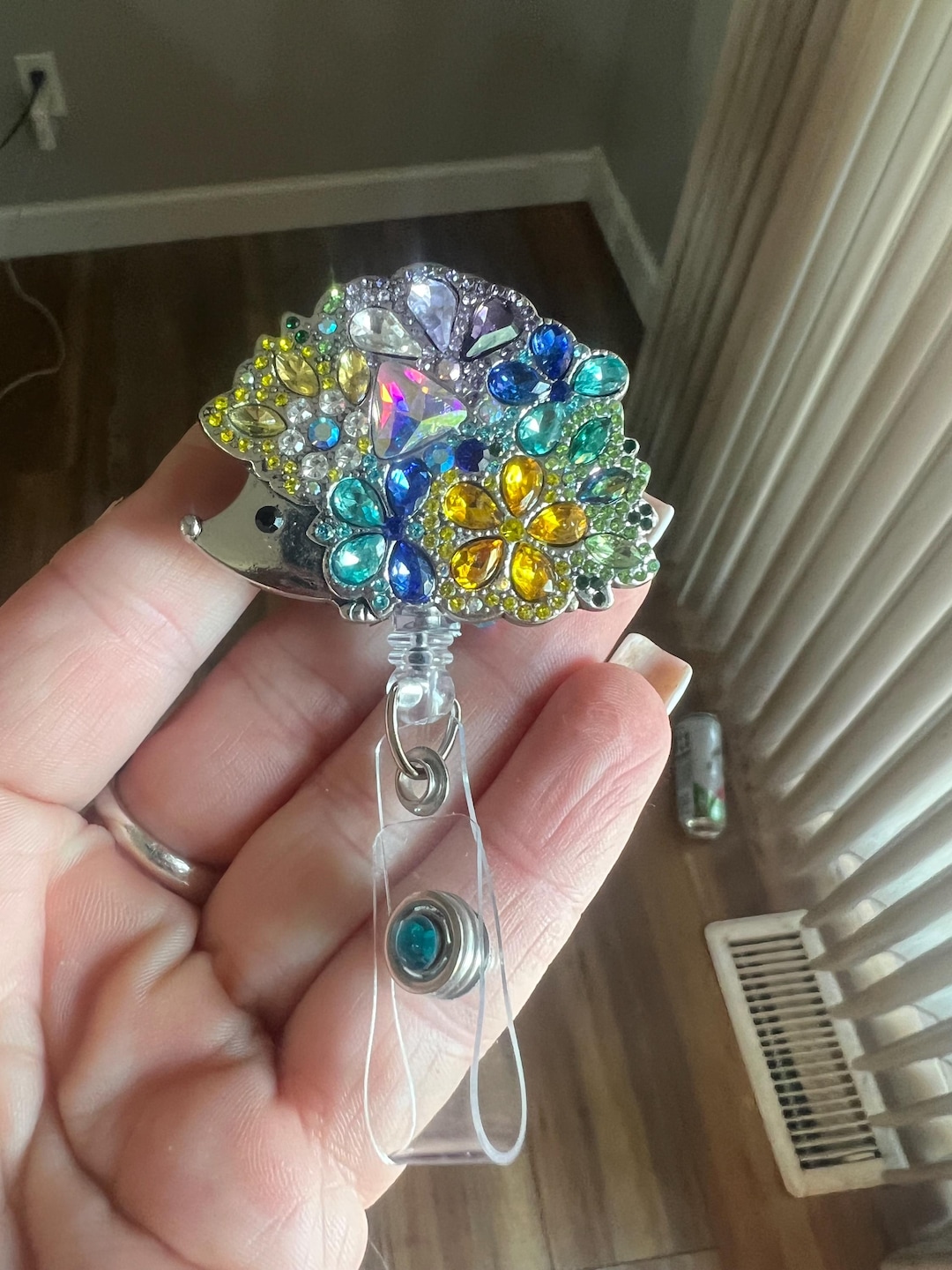 Crystal Rhinestone Hedgehog Badge Reel/retractable Badge Holder/bling ...