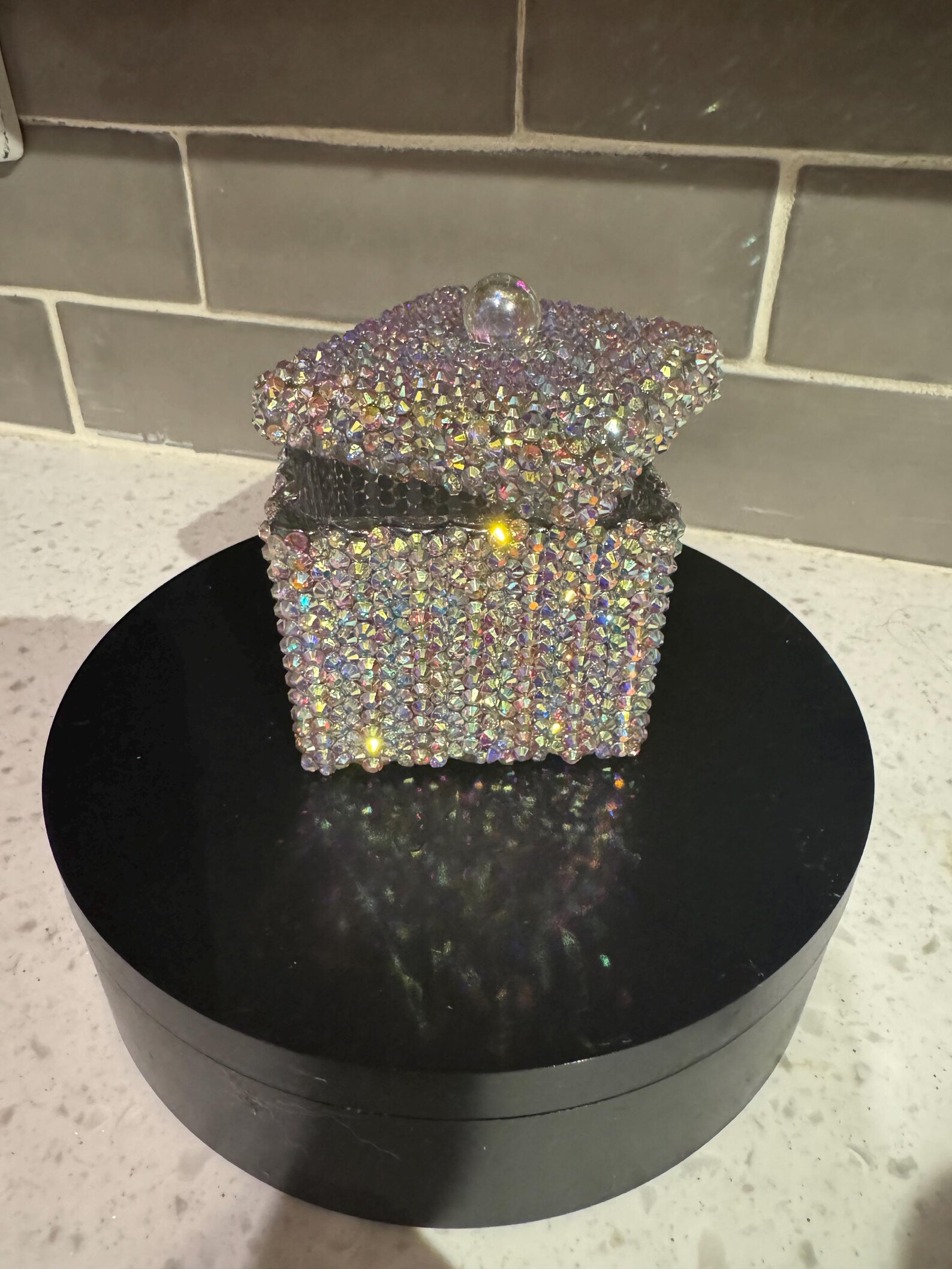 Crystal Rhinestone Glass Trinket Box/sparkly Jewelry Box/bling Keepsake ...