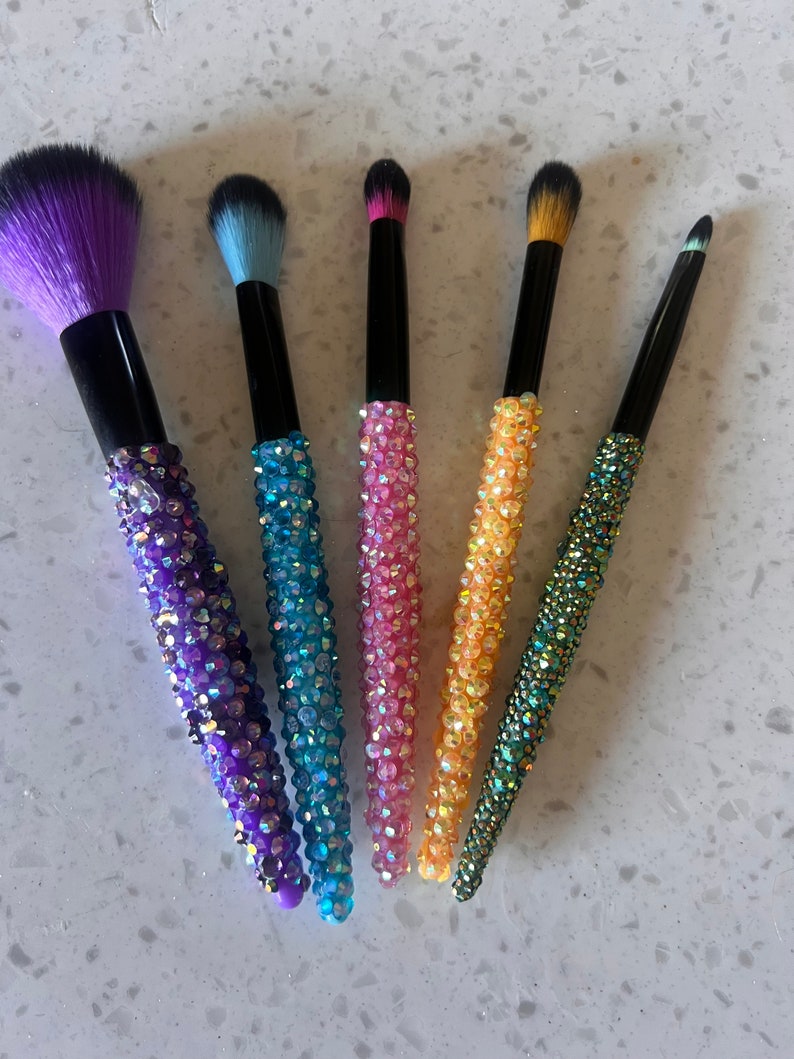 Rhinestone Makeup Brush Set/bling Makeup Brushes - Etsy