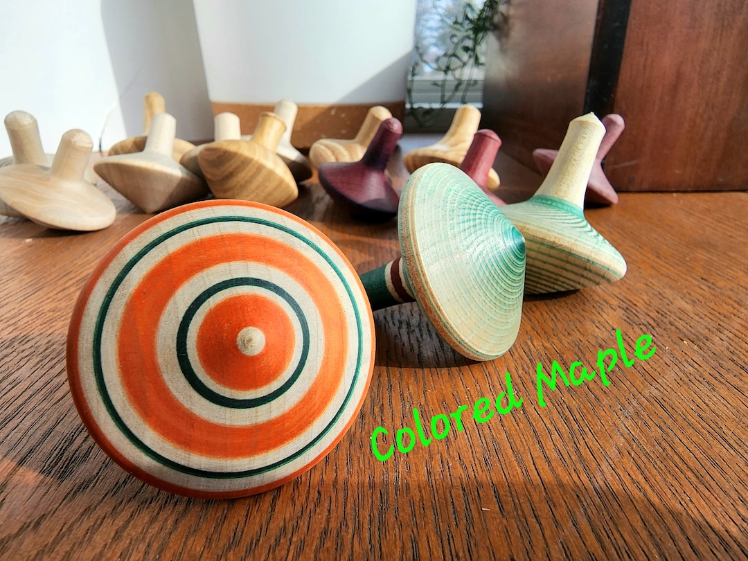 Wooden Spin Tops, Stocking Stuffer, Hard Maple Top, Toy Tops, Spinners ...
