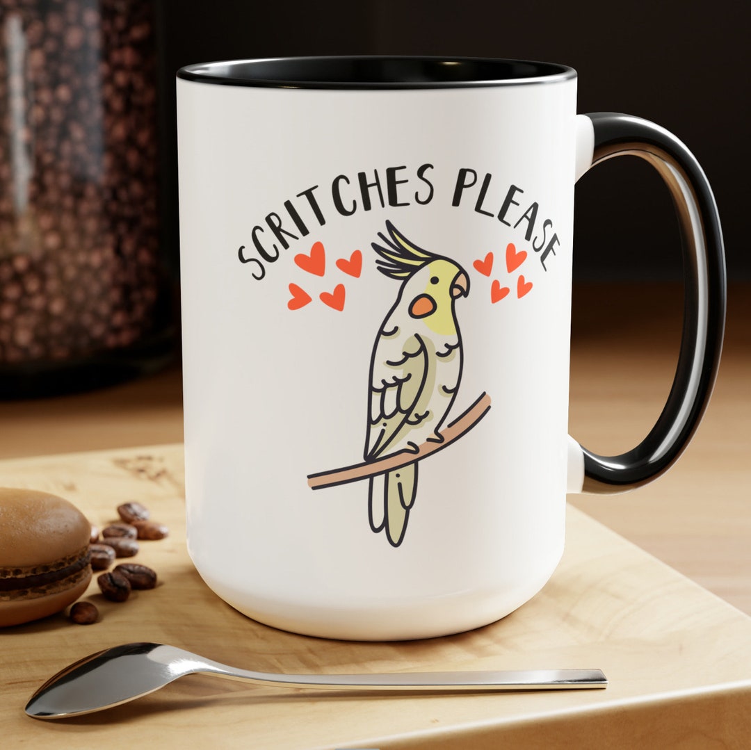 Cockatiel Mug, Cute Bird Two-tone Coffee Mugs, 15 Oz, Bird Mom Gift ...