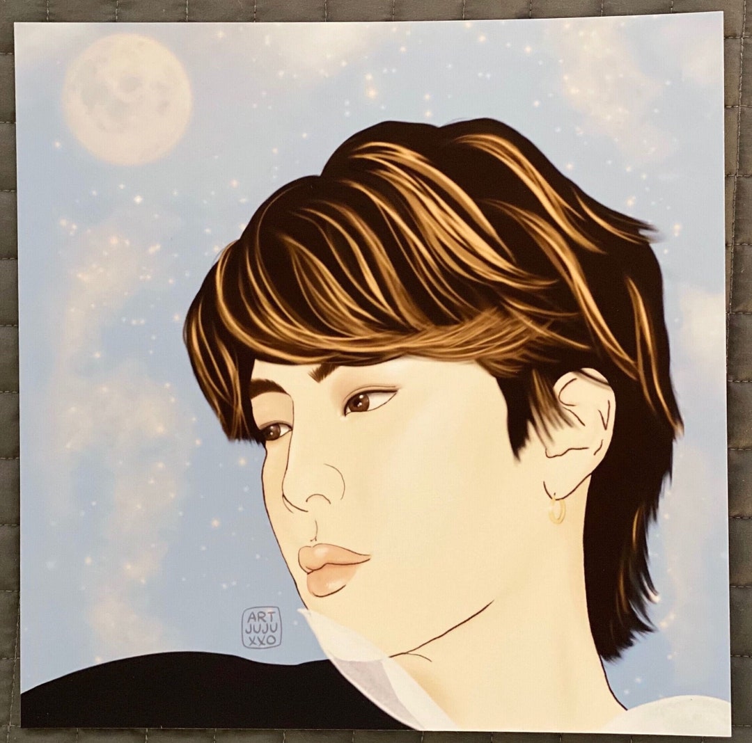 Jin the Moon, BTS Portrait Art Prints, Fan Art, Bangtan, Jimin ...