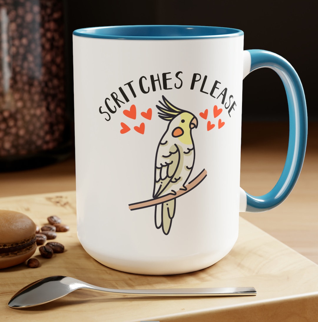 Cockatiel Mug, Cute Bird Two-tone Coffee Mugs, 15 Oz, Bird Mom Gift ...