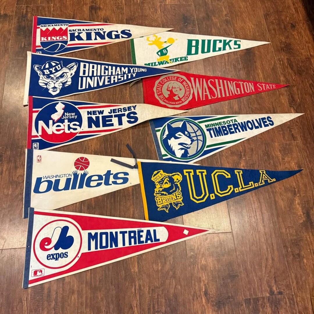 Lot of 9 • Vintage Sports Pennants Collection - Etsy