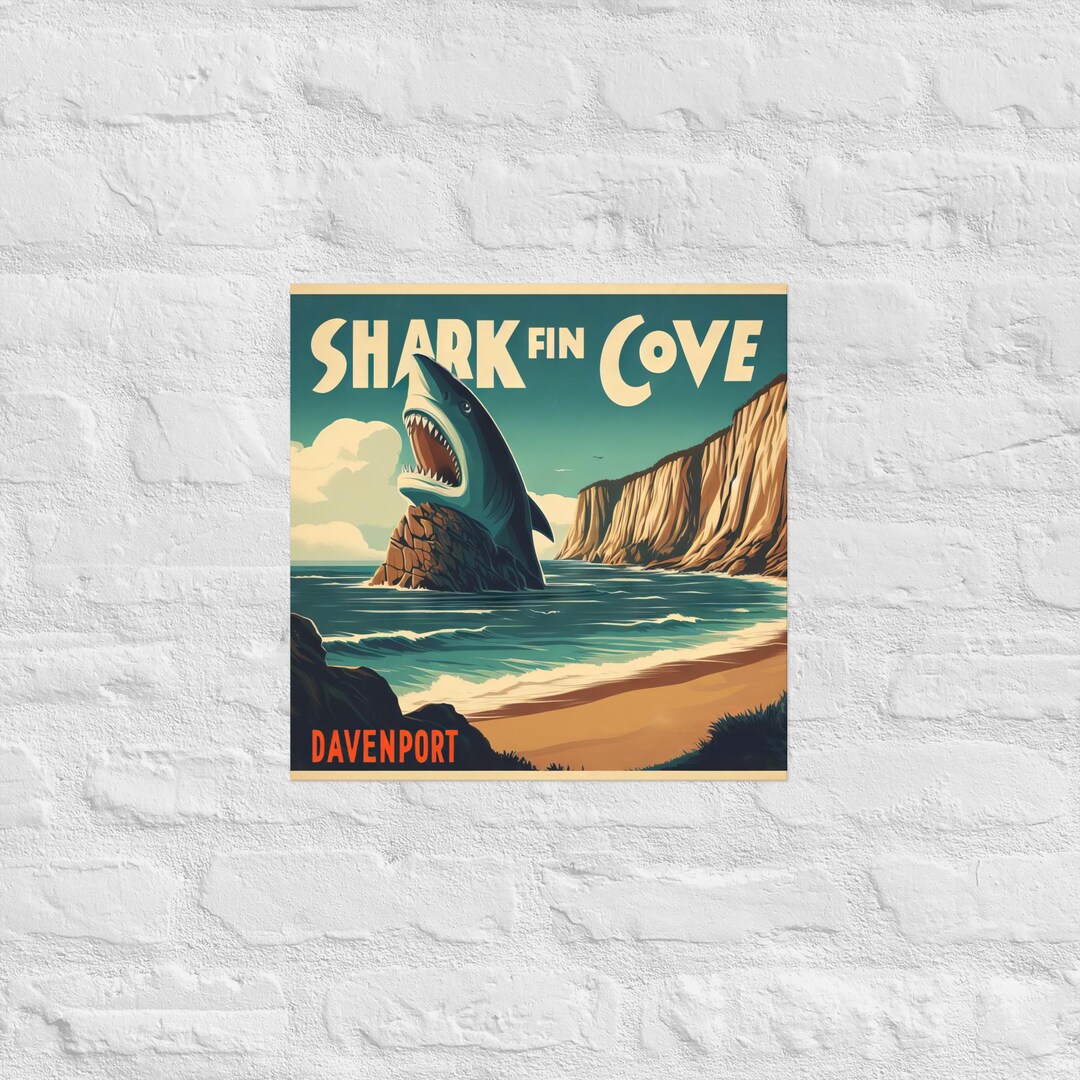 Shark Fin Cove Retro Pulp Fiction Poster - Etsy