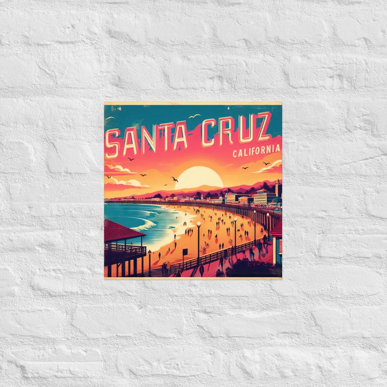Santa Cruz Retro Poster - Etsy