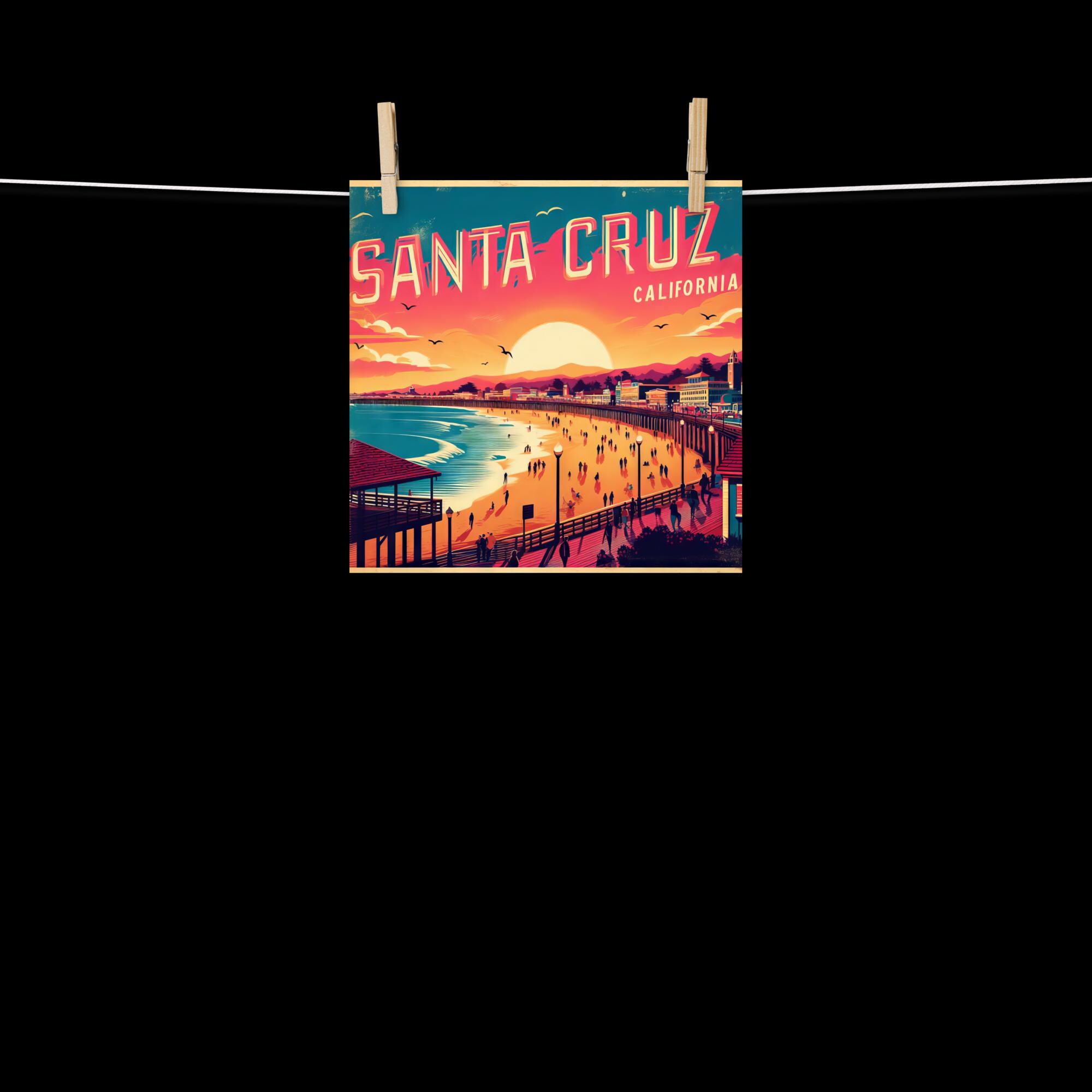 Santa Cruz Retro Poster - Etsy