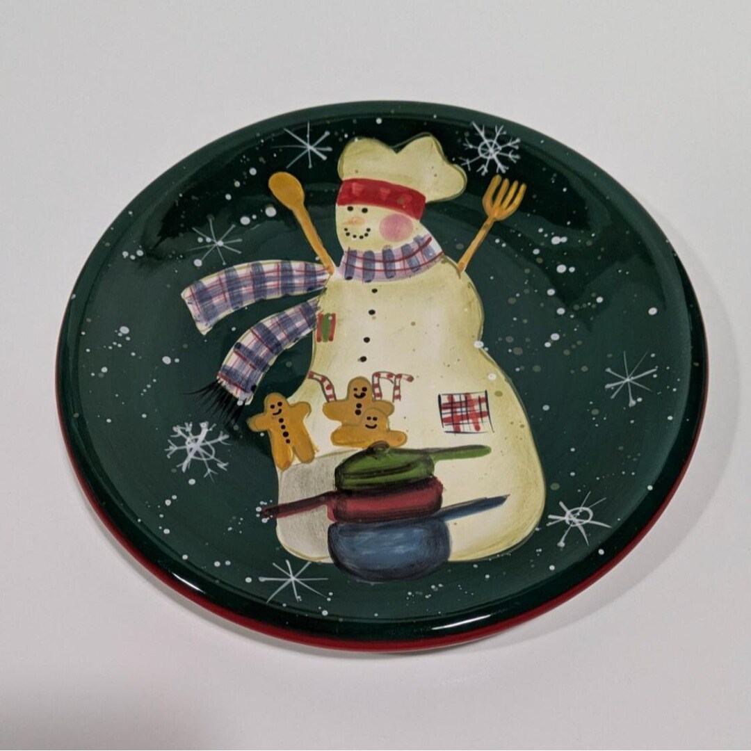 Certified International Snowman Gingerbread Hand Painted Holiday Plate ...